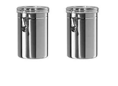 Oggi 62-Ounce Stainless Steel Canisters with Airtight See Thru Clamp ...