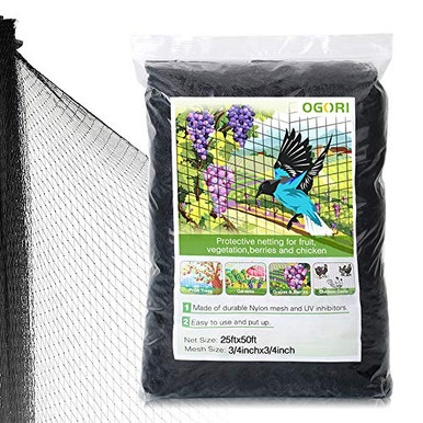 OGORI 25 X 50 ft Bird Netting Poultry Netting Protect Plants and Fruit ...