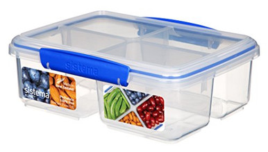 Sistema KLIP IT Quad Split Food Storage Container, Blue Clips, 1.74 ...