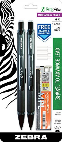 Zebra Z-Grip Plus Mechanical Pencil, 0.7mm, Bonus Lead and Erasers ...
