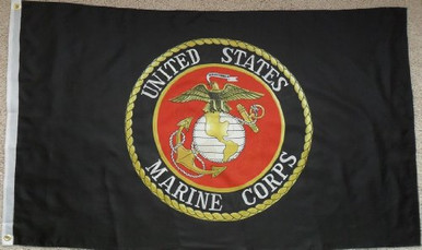 USMC Marine Corps FLAG, 3'x5' BLACK Marines Emblem American banner ...