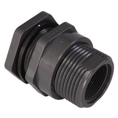 Hayward BFA1010CES 1-Inch Gray PVC Socket by Thread BFA Series Bulkhead Fitting with EPDM ...