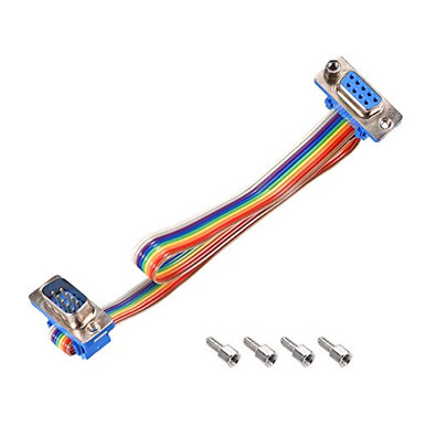 uxcell IDC Rainbow Wire Flat Ribbon Cable DB9 Male to DB9 Female Connector 2.54mm Pitch 11.8inch ...
