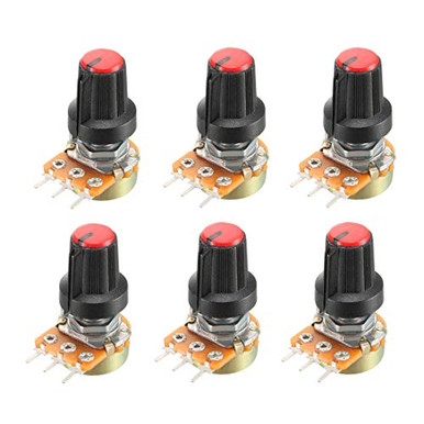 uxcell 6Pcs 5K Ohm Variable Resistors Single Turn Rotary Carbon Film ...