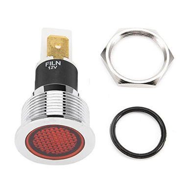 uxcell DC 12V 19mm Thread Push-in Mount Stainless Steel Red Flat Head ...