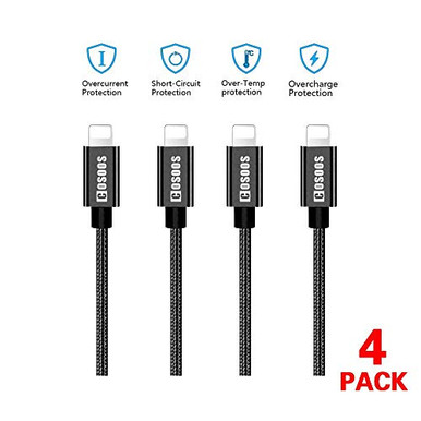 4 Long USB lPhone Cables(3.9ft/1.2m) COSOOS Nylon Braided Fast Charge ...