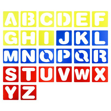 26 Pieces 4-Inch Plastic Letter Stencil Alphabet Stencils Set for Kids ...