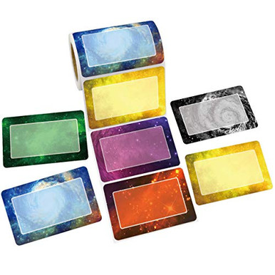 200Pcs Name Tags Labels Galaxy-Themed Label Perforated Roll Stickers ...