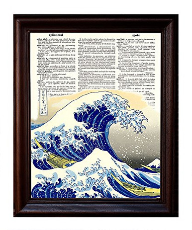 Dictionary Art Print - The Great Wave Off Kanagawa Awesome Japanese ...