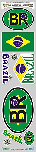 Car Chrome Decals STS-BR Brazil 9 Stickers Set Brazilian Flag Decal ...