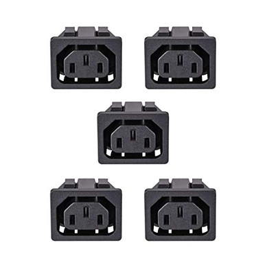 uxcell C13 Panel Mount Plug Adapter 250V AC 10A 3 Pins IEC Inlet Module ...