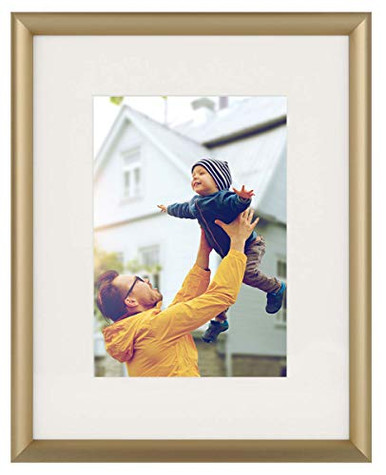 8x10 Gold Aluminum Frame with Ivory Mat for 5x7 Photo - Curved Molding ...