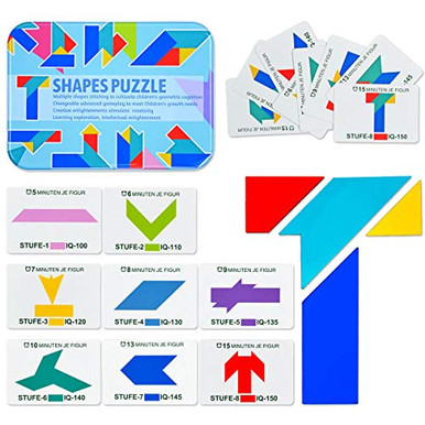 Vileafy Wooden Tangram Puzzles for Adults Brain Teasers - 4 Piece T ...