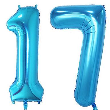 MAGJUCHE 40 inch Blue Foil 17 Helium Jumbo Digital Number Balloons ...