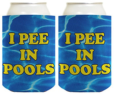Funny Beer Coolie I Pee In Pools Gag Gift BBQ Swim New Pool 2 Pack Can ...