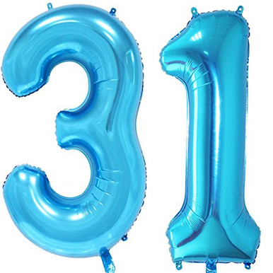 MAGJUCHE 40 inch Blue Foil 31 Helium Jumbo Digital Number Balloons ...