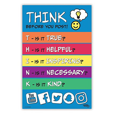 Think Before You Post - Bullying Prevention Inspirational Classroom ...