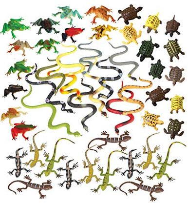 48 Piece Frogs, Turtles, Snakes and Lizards Toy Animal Figures Bundle ...