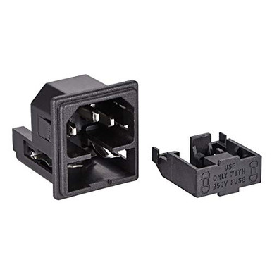 uxcell Panel Mount Plug Adapter AC 250V 10A C14 3 Pins IEC Inlet Module ...