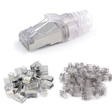 [UL Listed] VCE 50-Pack Nickel Plated Shielded RJ45 Cat6/Cat5E Modular ...