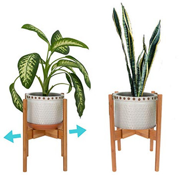 Houseables Plant Pot Stand, Modern Planter Holder, 8"-12", 1 PK, Bamboo ...