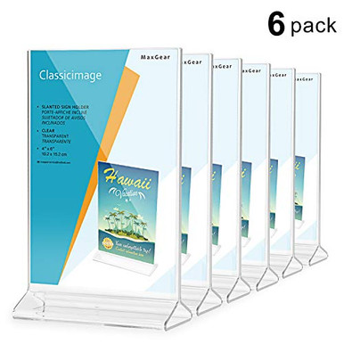MaxGear Acrylic Sign Holder-Table Card Display-4 X 6 inches Clear Sign ...