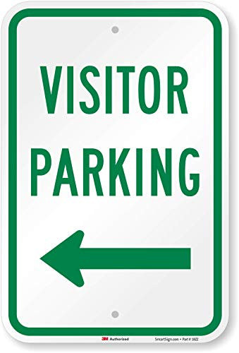 "Visitor Parking" Sign with Left Arrow By SmartSign | 12" x 18" 3M ...
