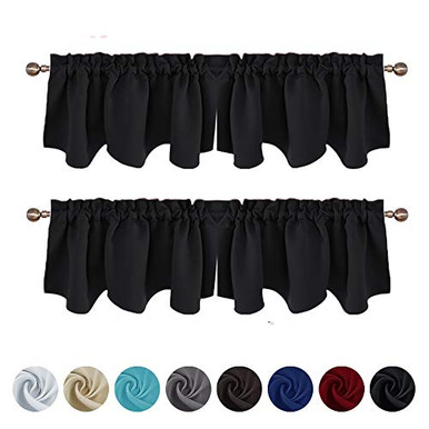 PONY DANCE Scalloped Window Valances - Light Block Tiers Set Energy ...