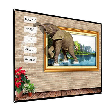 Docooler Foldable Movie Projector Screen, HD 4K 4:3 Indoor Outdoor ...