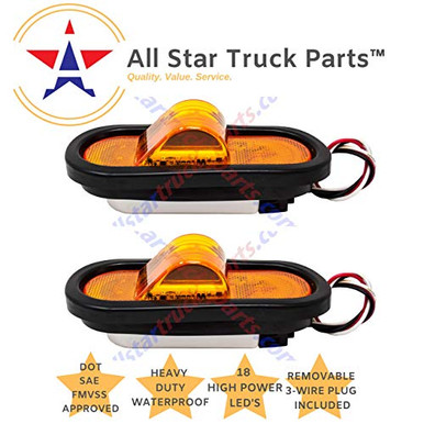 Qty 2 6" Mid Turn Signal Amber Marker Light Rubber Mount 18 LED w ...