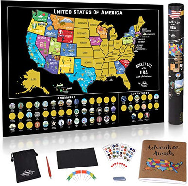 Scratch Off Map of The United States - Scratch Off USA Map Kit, 50 Pc ...