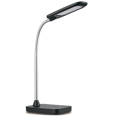 Globe Electric LED Integrated Desk Lamp, Black Finish, Chrome Gooseneck ...