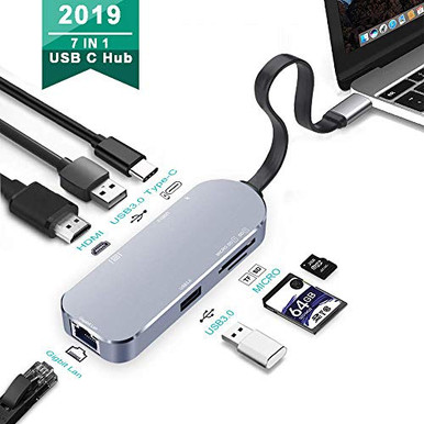 Onvian USB C Hub 7-in-1 Adapter with PD Power Delivery, 1Gbps Ethernet ...
