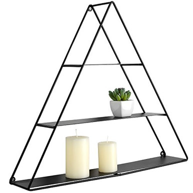 MyGift 3 Tier Triangular Matte Black Metal Display Shelf, Wall Mounted ...
