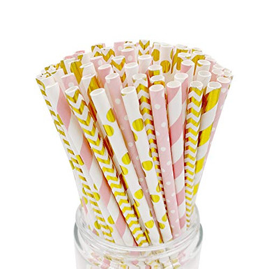 EASY ROAD 250-Pack Biodegradable Paper Straws Bulk - 5 Different Colors ...