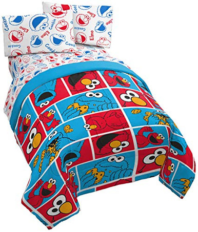Jay Franco Sesame Street Elmo Cookie Squares Twin Comforter - Super ...