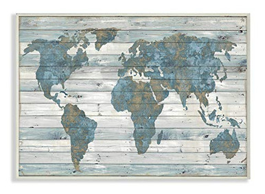 The Stupell Home Decor Collection Slate Blue and Tan Rustic Planked ...