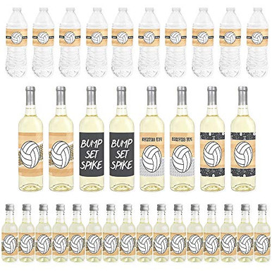 Big Dot of Happiness Bump, Set, Spike - Volleyball - Mini Wine Bottle ...