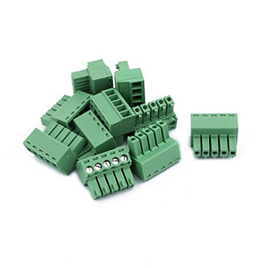 uxcell 10Pcs 300V KF2EDGK 3.5mm Pitch 5-Pin PCB Screw Terminal Block ...