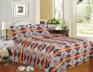 Southwest Design (Navajo Print) Gray 4 piece Sheet Set Queen Size ...