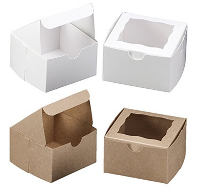 White Bakery Box With Window 4x4x2.5 inch - 25 Pack - Eco-Friendly ...