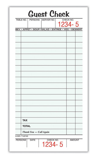 Adams Guest Check Pads, Single Part, 3-2/5 x 6-1/4 Inches, White, 50 ...