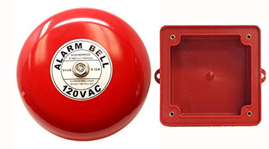 Fire Alarm Bell 6", 120 Volts AC, with Weatherproof Backing Enclosure ...