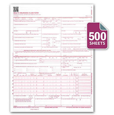 CMS 1500 / HCFA 1500 Insurance Claim Forms - Laser/Ink-Jet Compatible ...