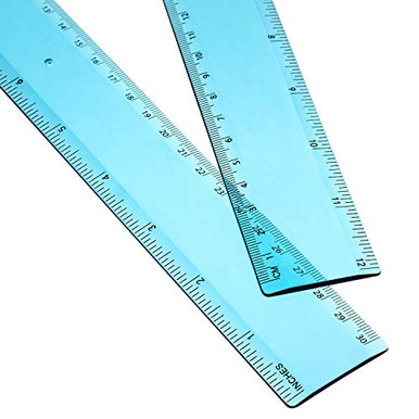 2 Pack 12 Inches Blue Plastic Ruler Straight Ruler Plastic Measuring ...