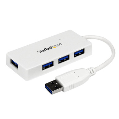 StarTech.com 4-Port Portable USB 3.0 Hub (White) - Compact Four Port ...