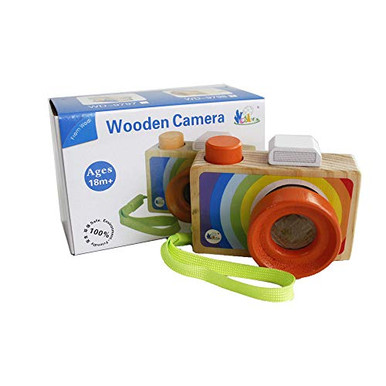GoodPlay Cartoon Mini Wooden Camera Toy with Multi-Prism Kaleidoscope ...