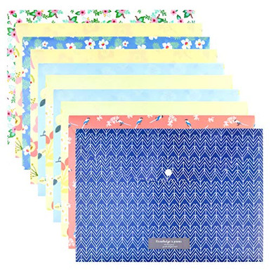 10 pcs 2 Style Floral Printed A4 Paper Document File Folder Poly ...