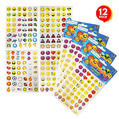 ArtCreativity Assorted Emoji Stickers for Kids, 12 Pack with 72 Sheets ...