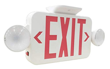 LIT-PaTH LED Combo Emergency EXIT Sign with 2 Adjustable Head Lights ...